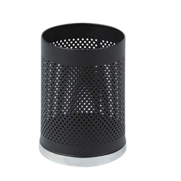 Thùng rác sơn đen đục lỗ không nắp dùng tại văn phòng, khách sạn