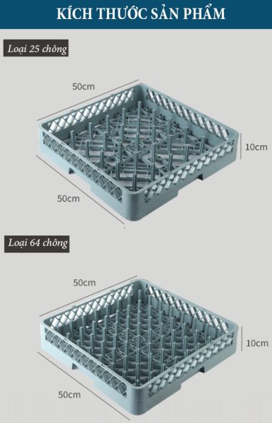 Rack nhựa đựng bát đĩa nhà hàng 25 chống, 64 chống giá rẻ