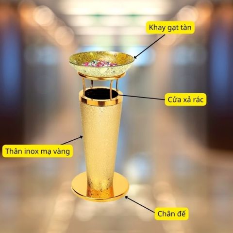 Báo giá thùng rác inox bọc giả da khay đá thủy tinh cao cấp