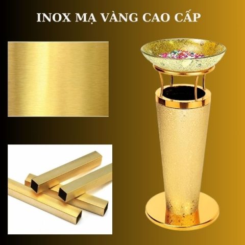 Báo giá thùng rác inox bọc giả da khay đá thủy tinh cao cấp